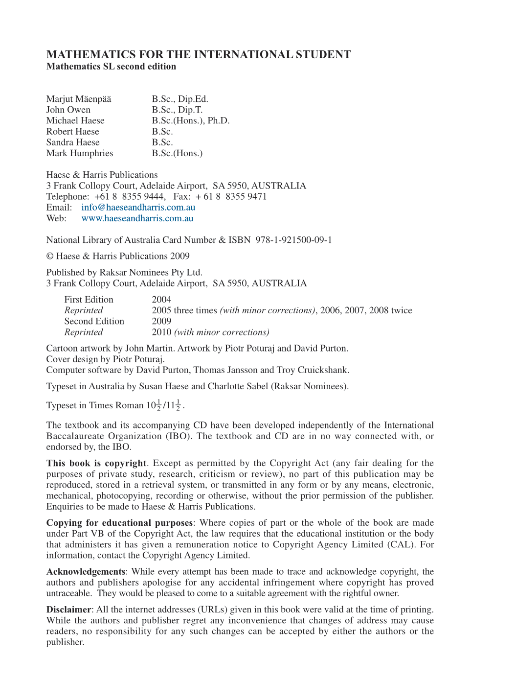 IB HAESE AND HARRIS数学SL教材第二版-国际课程免费下载中心-亿思科学生之家